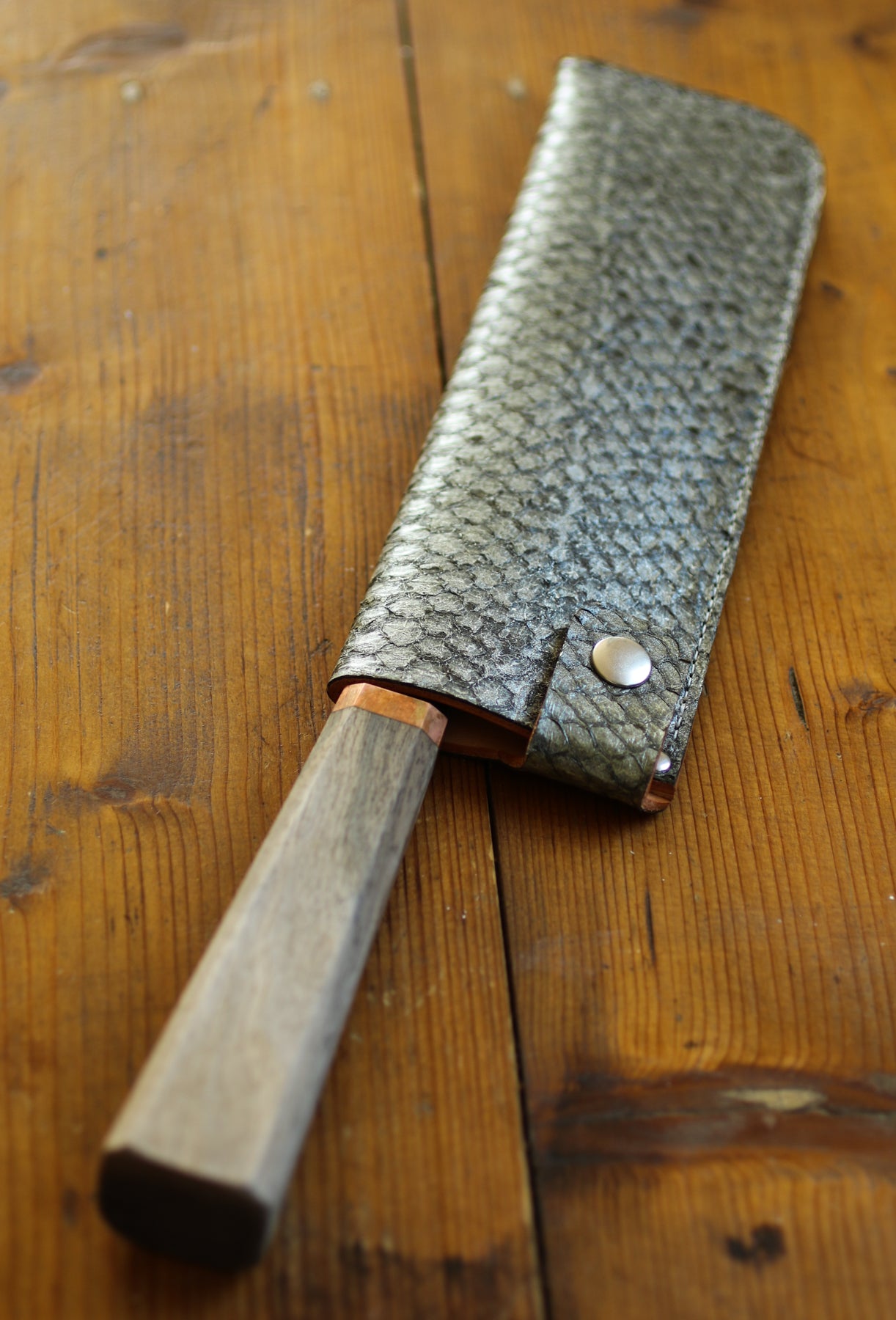 Metallic Perch Leather Knife Sheath